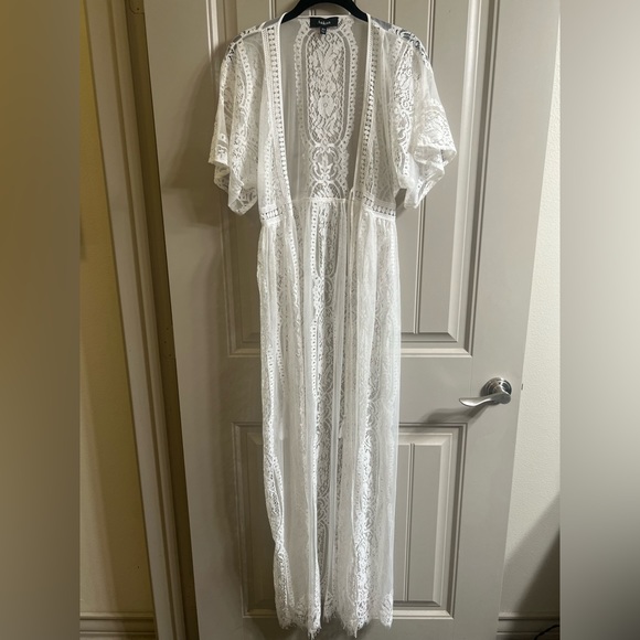 Aakaa | Tops | Nwot Aakaa White Lace Long Kimono | Poshmark